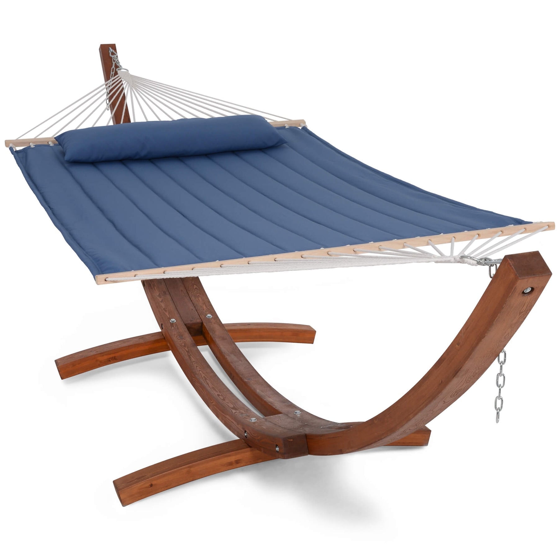 SUNCREAT Hammocks Double Hammock with 14 ft Wooden Stand Included ...