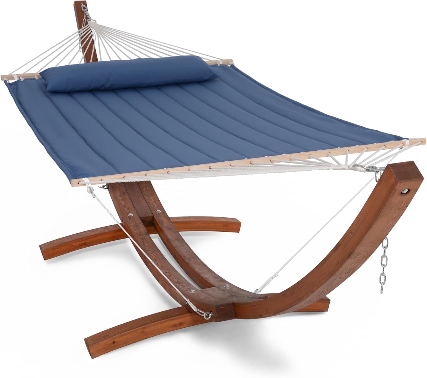 SUNCREAT Hammocks Double Hammock with 14 ft Wooden Stand Included ...