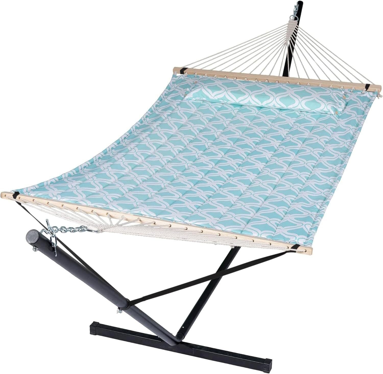 SUNCREAT Outdoor Polyster Double Hammock with Stand, Extra Large ...