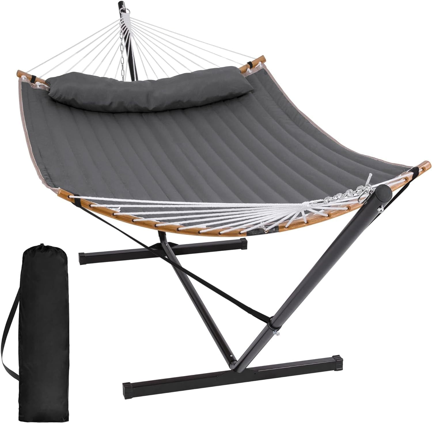 SUNCREAT, Double Portable Hammock with Stand, Dark Gray, 2 Person ...