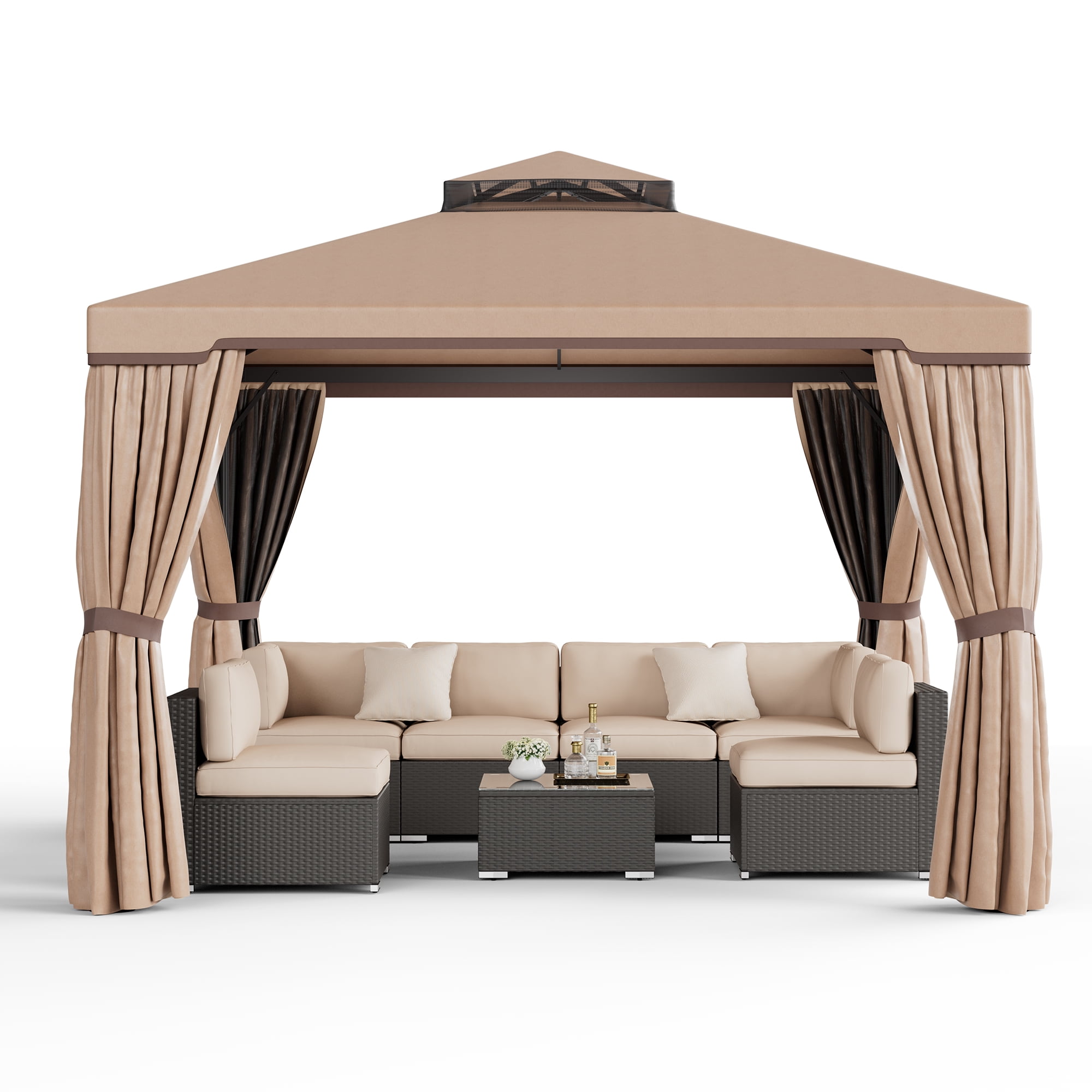 SUNCROWN 10 x 10 FT Outdoor Gazebo for Patio Iron Frame Garden ...