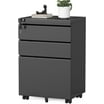 Lorell Hirsh Black 3-Drawer Mobile Metal File Cabinet with Locking ...