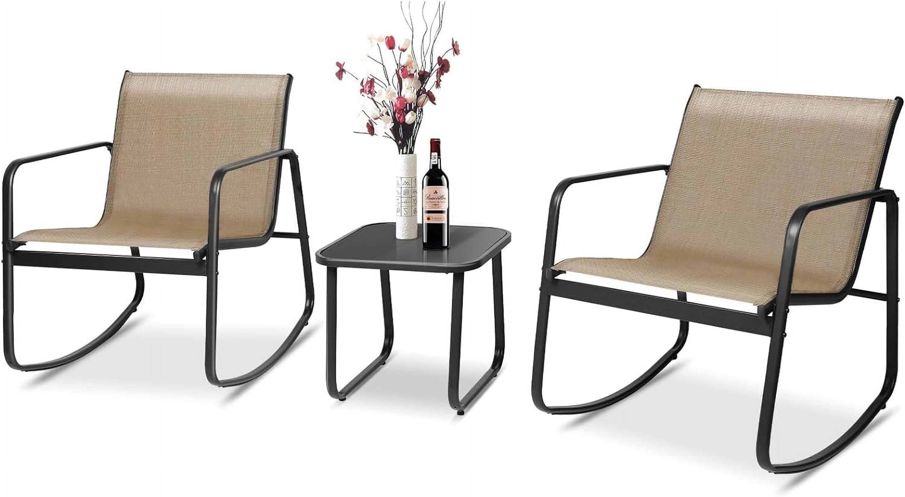 SUNCROWN 3-Piece Outdoor Rocking Bistro Set, Outdoor Furniture Set with ...