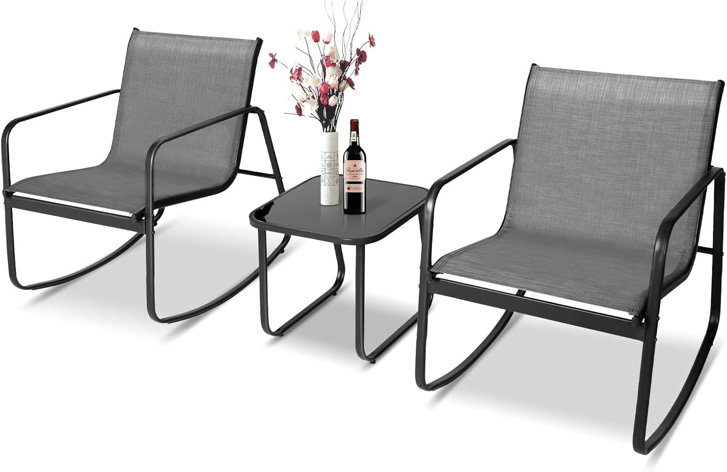 SUNCROWN 3-Piece Outdoor Rocking Bistro Set, Outdoor Furniture Set with ...