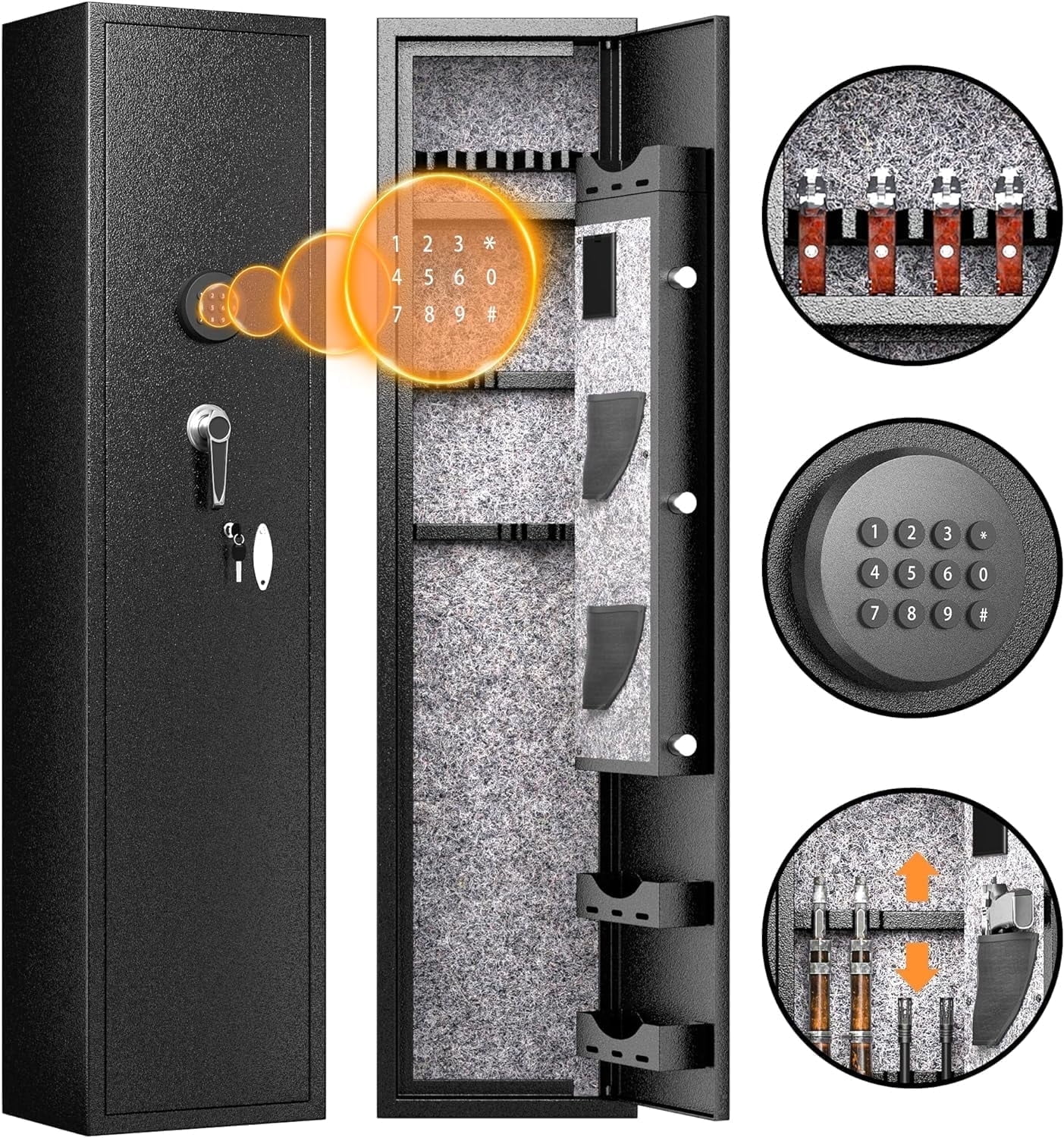 "Suncrown Rifle Safe, Heavy Duty Gun Storage, Reinforced Lock, 55""x11 ...