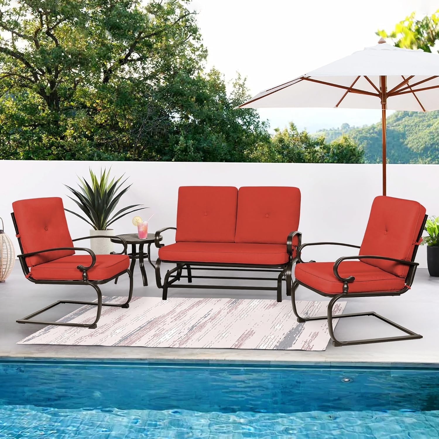 SUNCROWN 4-Piece Patio Furniture, Wrought Iron Sets, Ideal for Yard ...