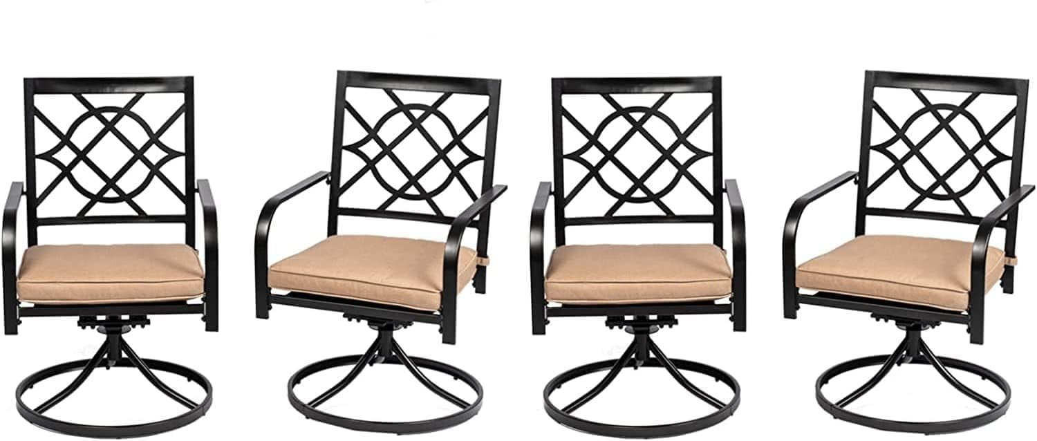 SUNCROWN 4-Piece Outdoor Dining Set with Swivel Wrought Iron Chairs ...