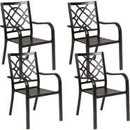 Gymax Set of 2 Patio Chairs Dining Chairs w/ Steel Frame Yard Outdoor ...