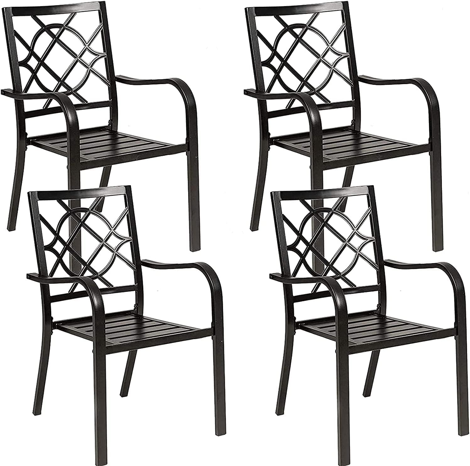 vidaXL Reclining Patio Chairs Outdoor Stack Dining Chair with Armrest ...