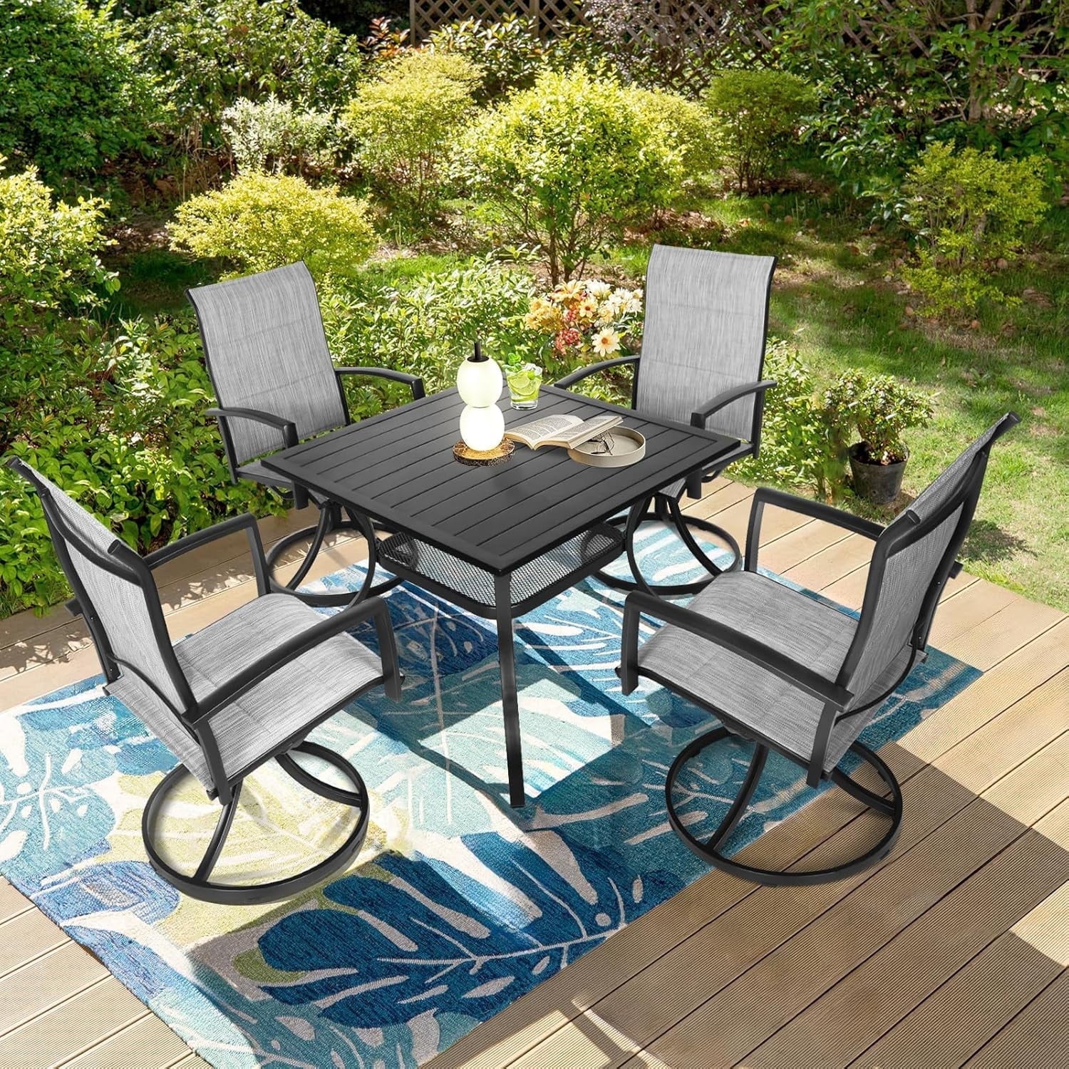 SUNCROWN 5-Piece Outdoor Dining Set, Patio Metal Frame Furniture Sets ...