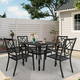 Mainstays Forest Hills Outdoor Patio Dining Set Cushioned Metal 5 Piece Tan Walmart