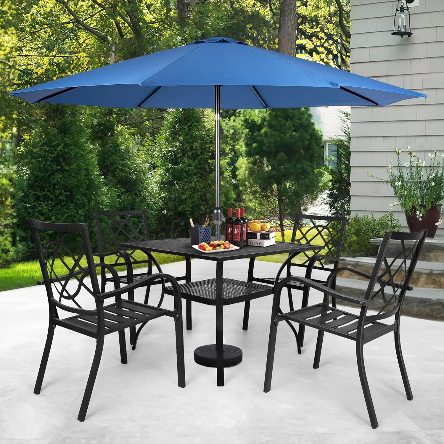 SUNCROWN 5-Piece Outdoor Wrought Iron Chairs and Table Patio Dining ...