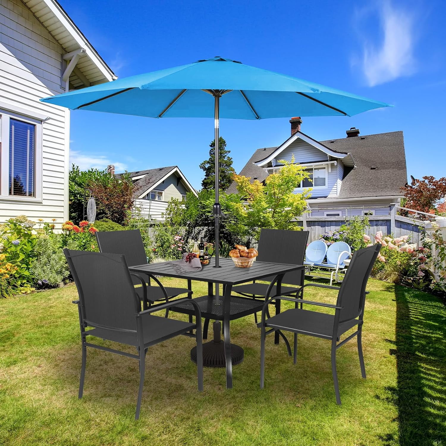 SUNCROWN 6 - Piece Outdoor Dining Set, Patio Furniture Set with 4 ...