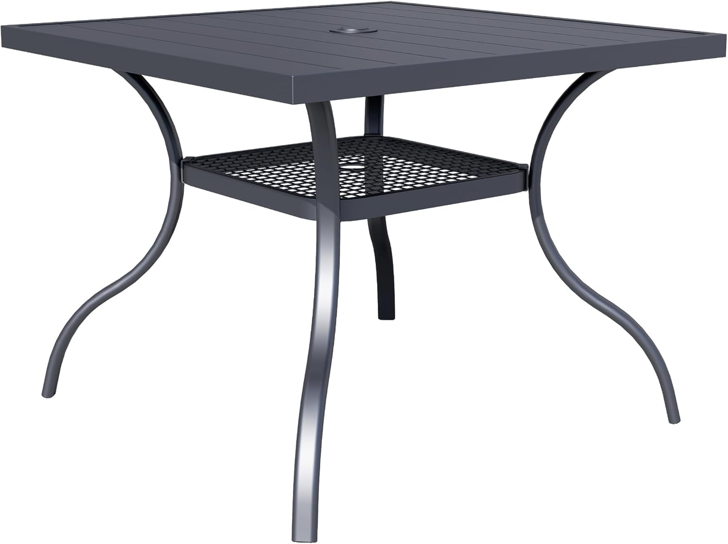 SUNCROWN 60"x37" Black Patio Outdoor Dining Table Metal Steel Slat ...