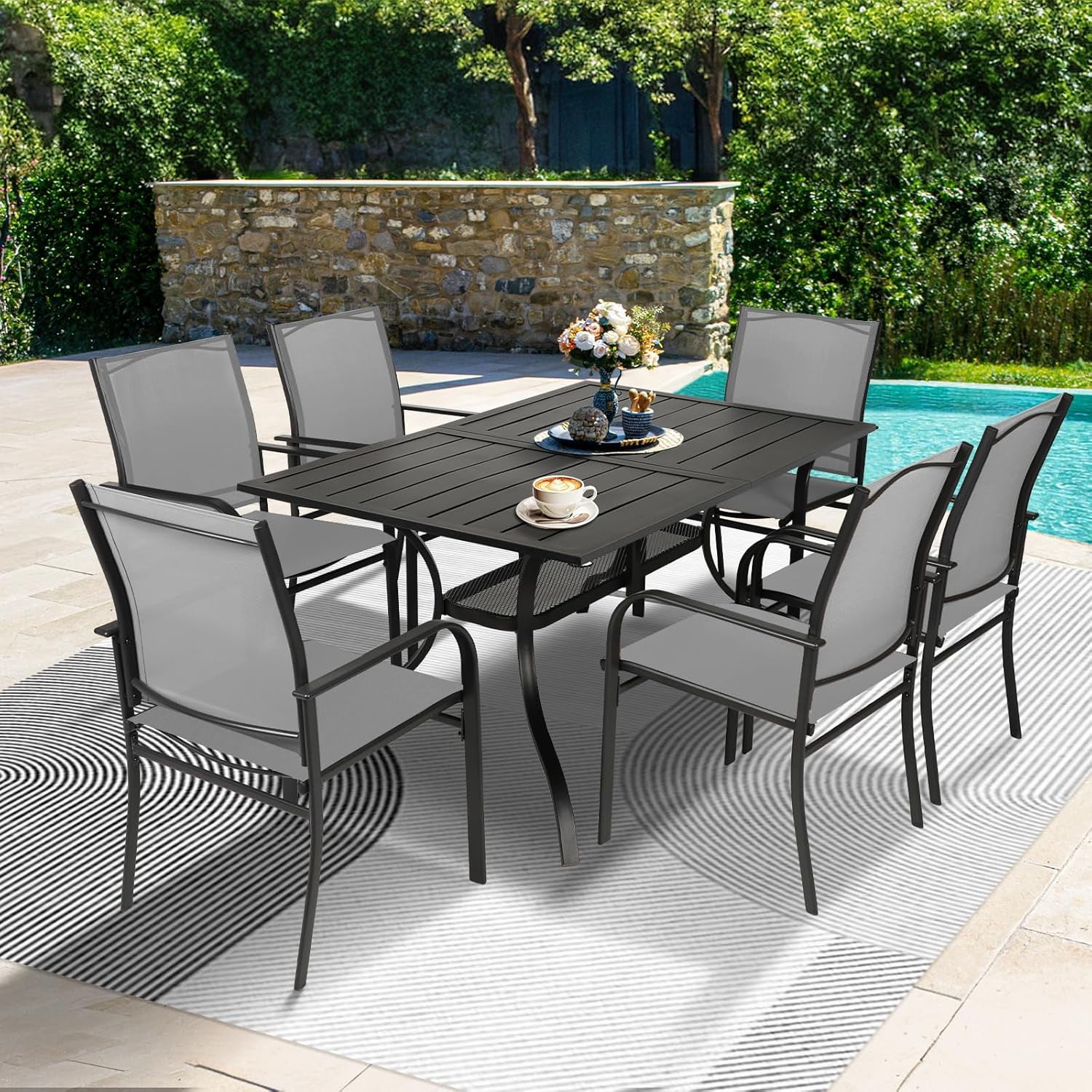 SUNCROWN 7 - Piece Outdoor Dining Set, Patio Furniture Set with 6 x ...
