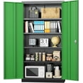 SUNCROWN 72" Metal Storage Cabinet, Locking Storage Cabinets with Doors ...
