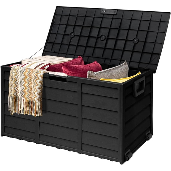 SUNCROWN 75 Gallon Outdoor Large Plastic Storage Deck Box, Waterproof ...