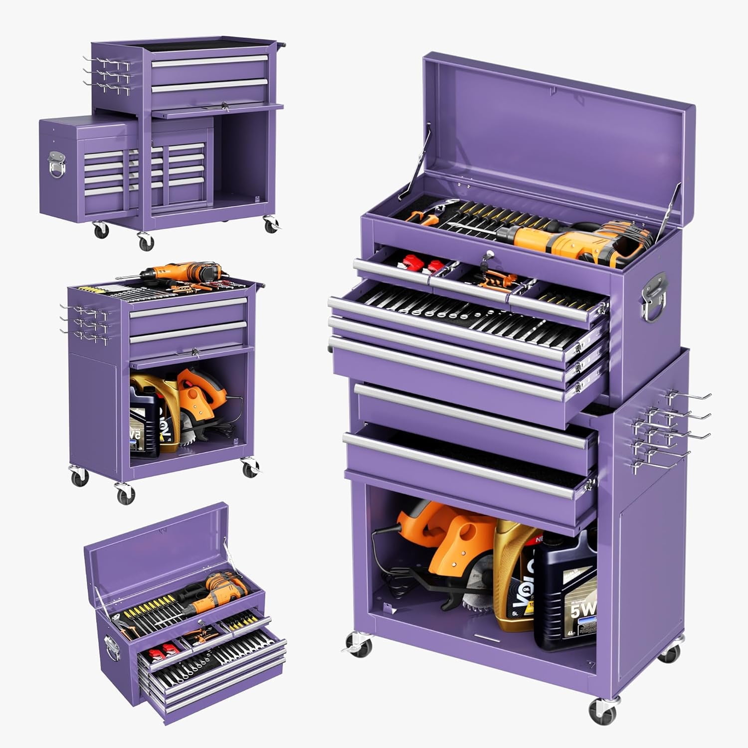 SUNCROWN 8 Drawers Tool Chest with Wheels, Assembled Large Tool Cabinet ...