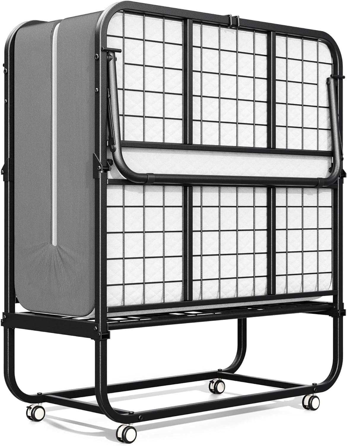 SUNCROWN Folding Bed with Mattress, Single Cot Folded Bed for Adults ...