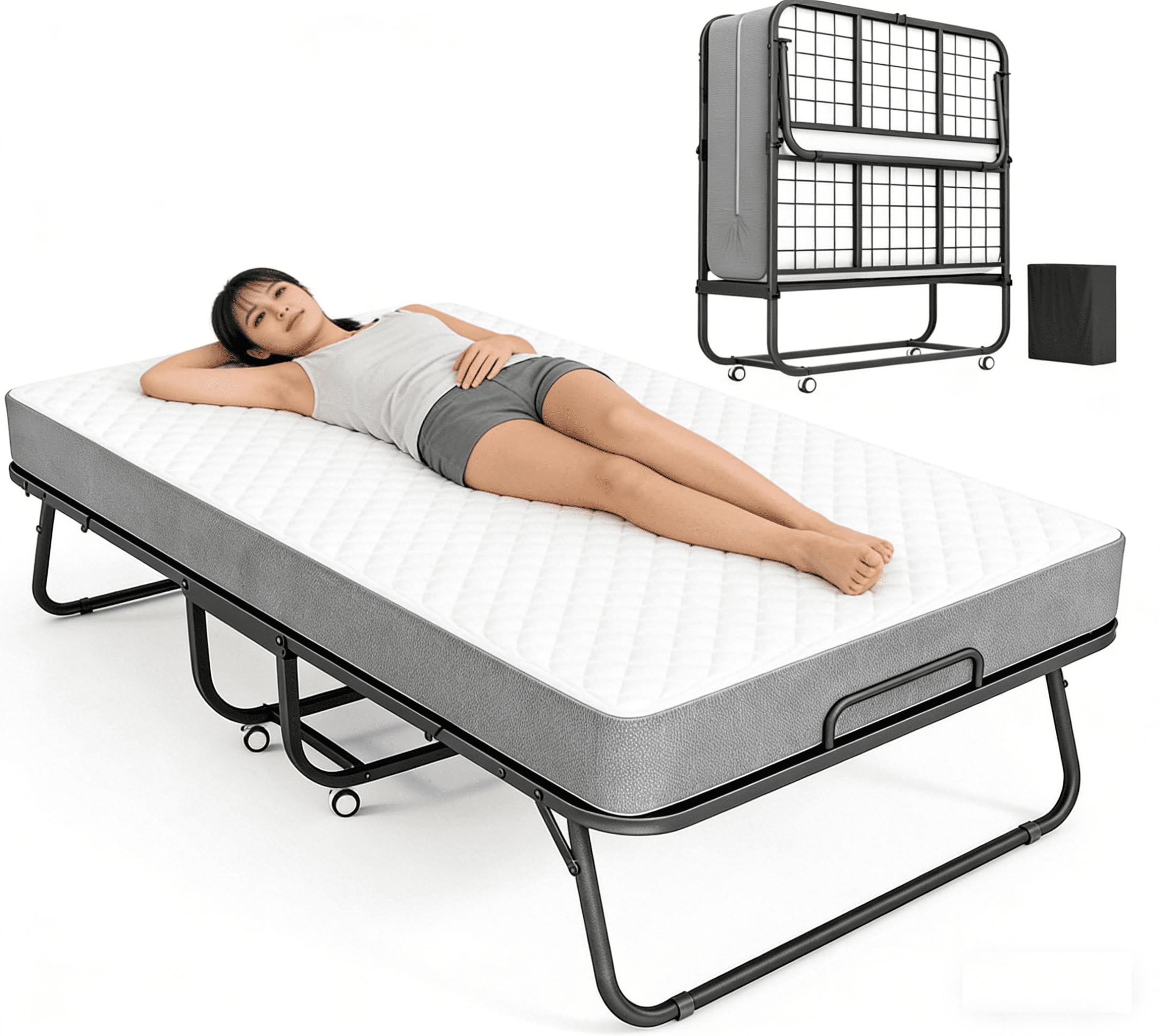 Suncrown, Folding Bed with Mattress, 75"x31", Portable and Foldable ...