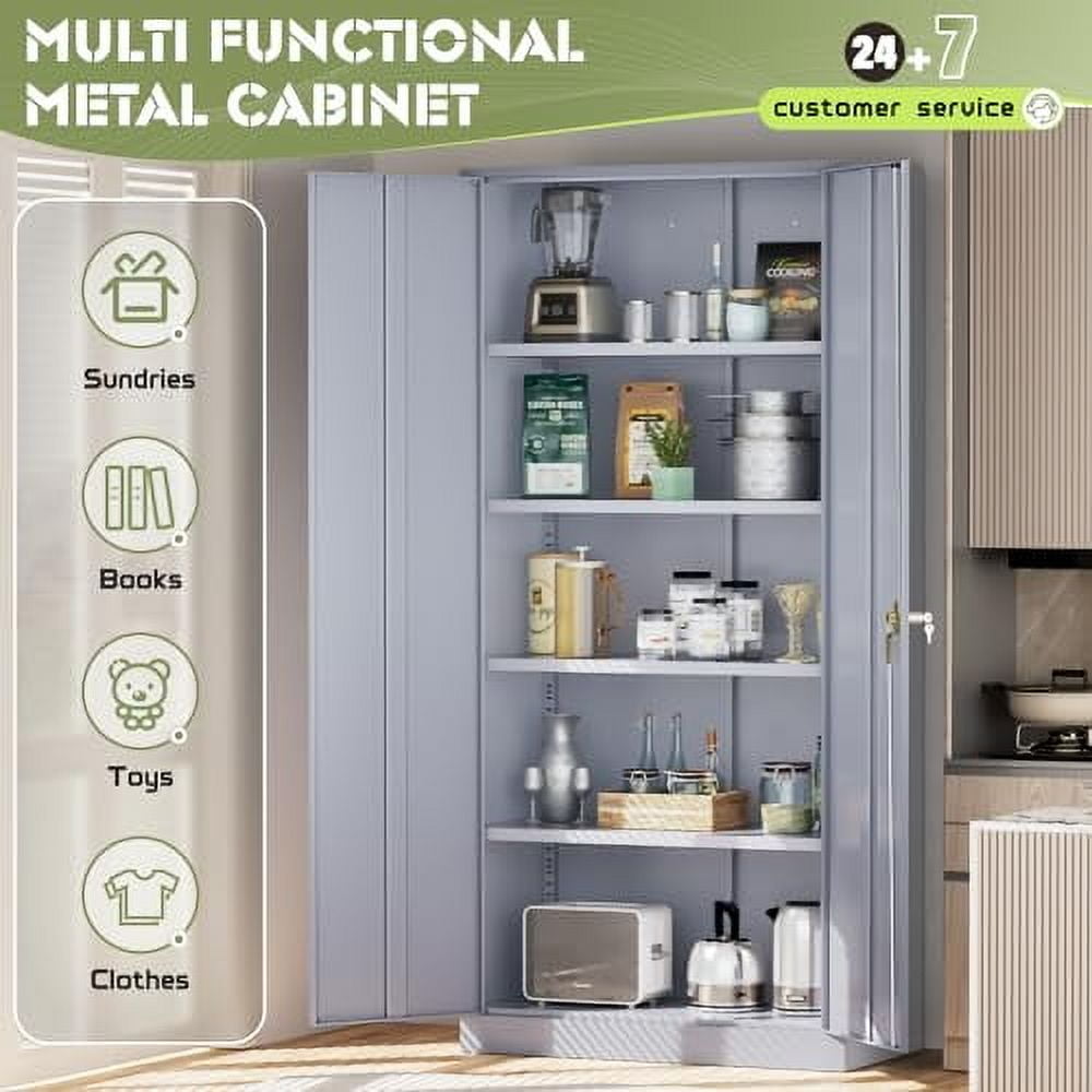 SUNCROWN Metal Garage Storage Cabinet, 72" Locking Steel Garage ...