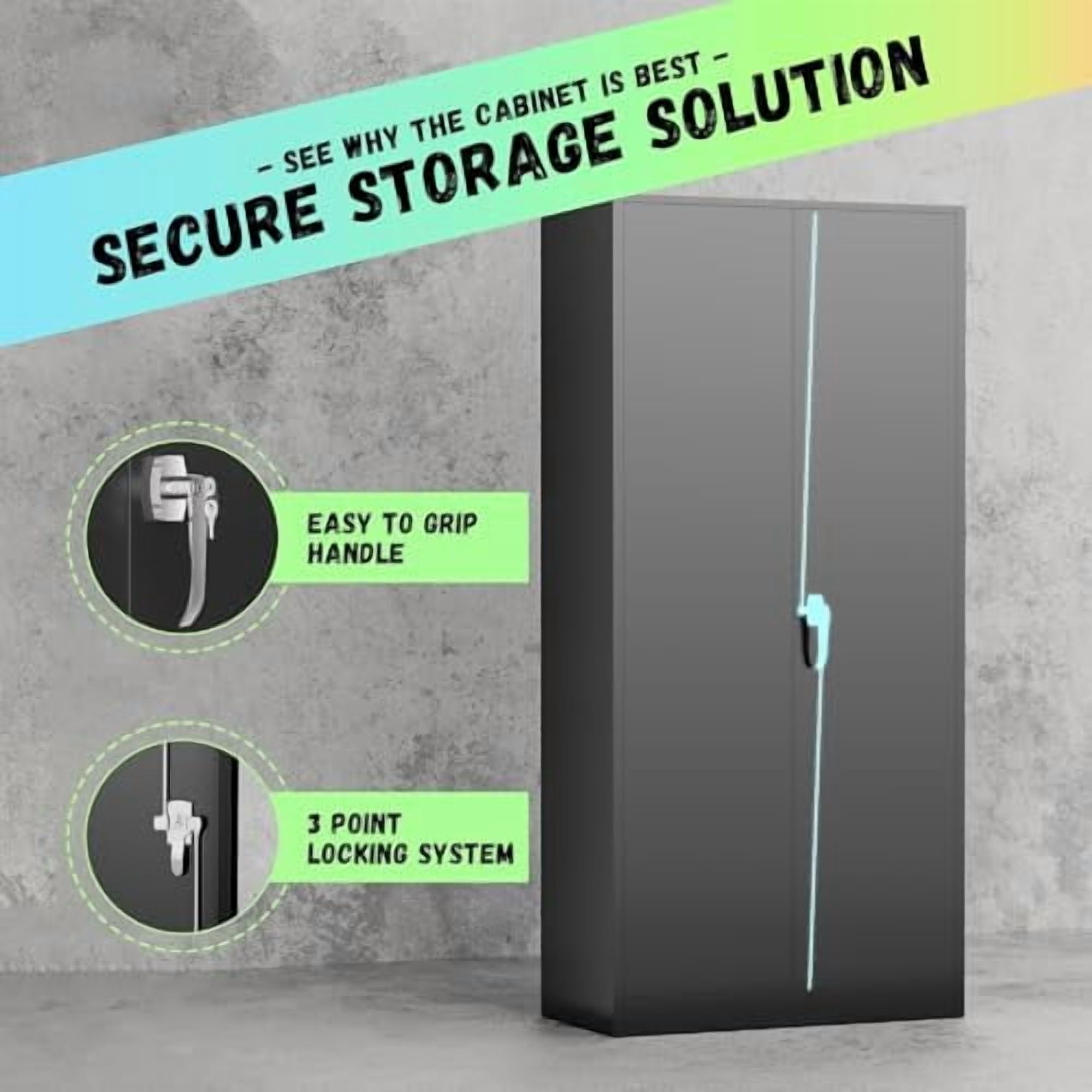 SUNCROWN Metal Garage Storage Cabinet, 72" Locking Steel Garage ...