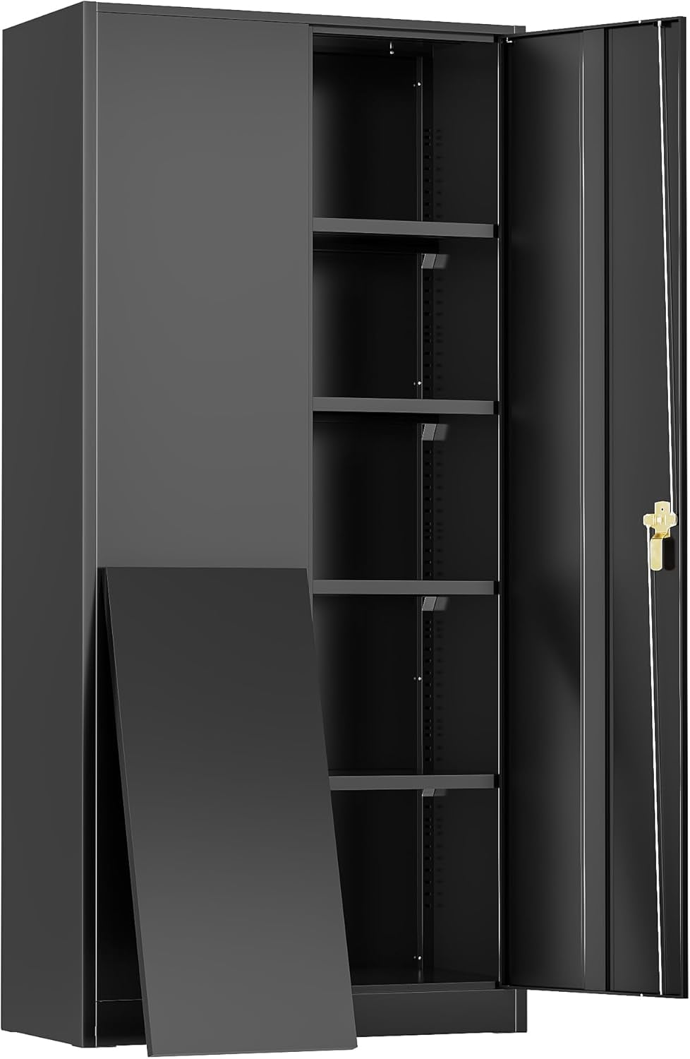 SUNCROWN Metal Storage Cabinet, 72" Black Steel Garage Cabinet with ...