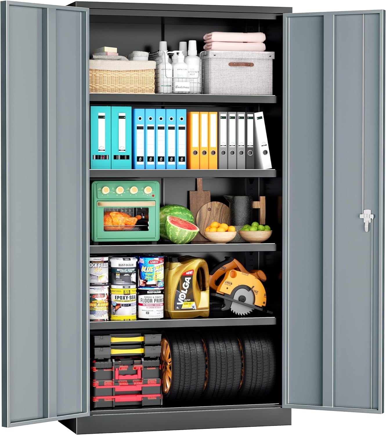 SUNCROWN Metal Storage Cabinet,72" Locking Steel Cabinets with 2 Doors ...