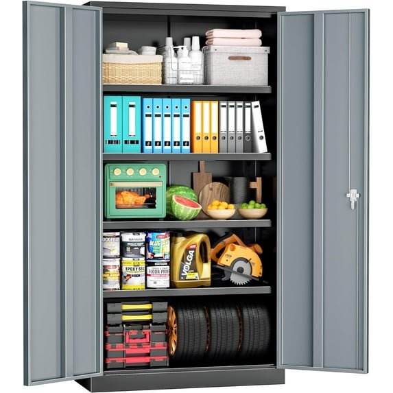 SUNCROWN Metal Storage Cabinet,72" Locking Steel Cabinets with 2 Doors ...