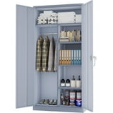 SUNCROWN Metal Storage Cabinet with Locking Doors, 72" Tall Wardrobe ...