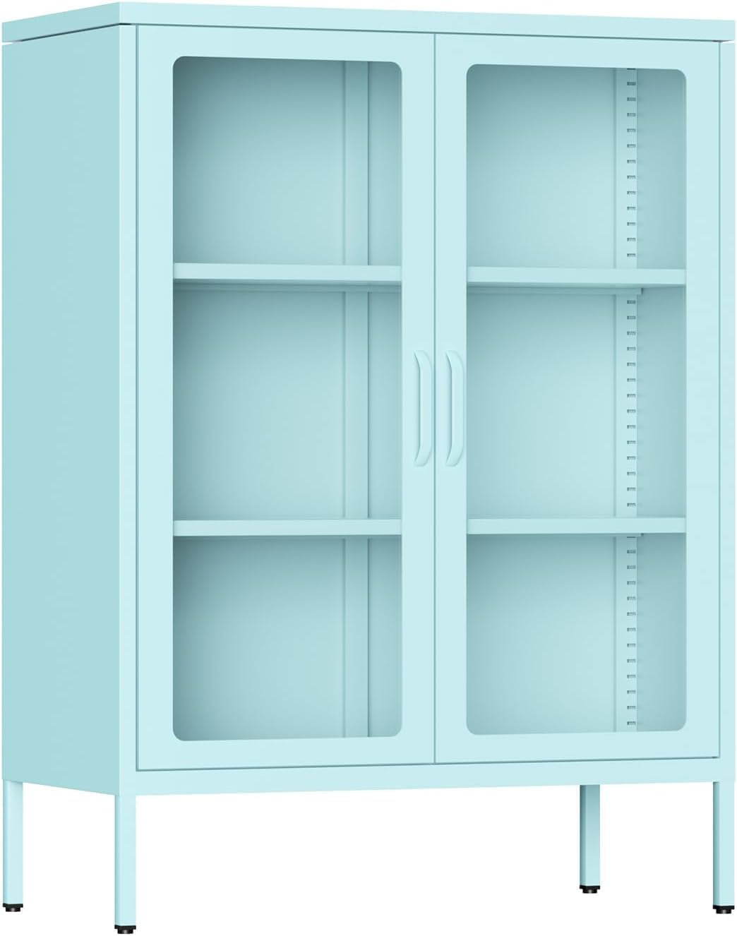 SUNCROWN Metal Storage Cabinet, Side Storage Organize with 2 Glass ...