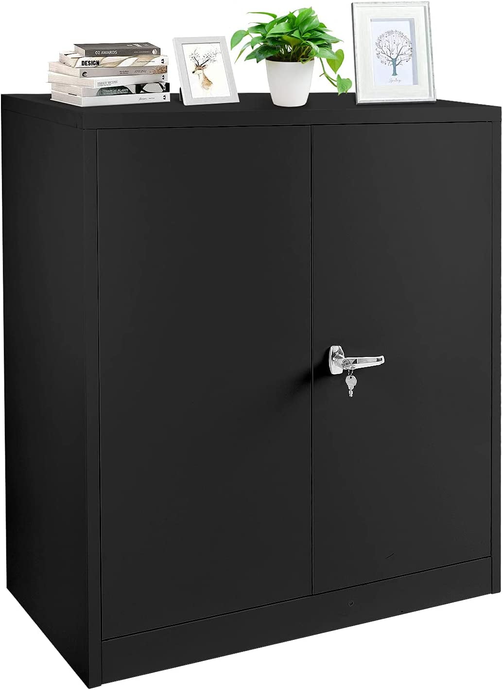 SUNCROWN Metal Storage Cabinet with 2 Locking Doors and 2 Adjustable ...
