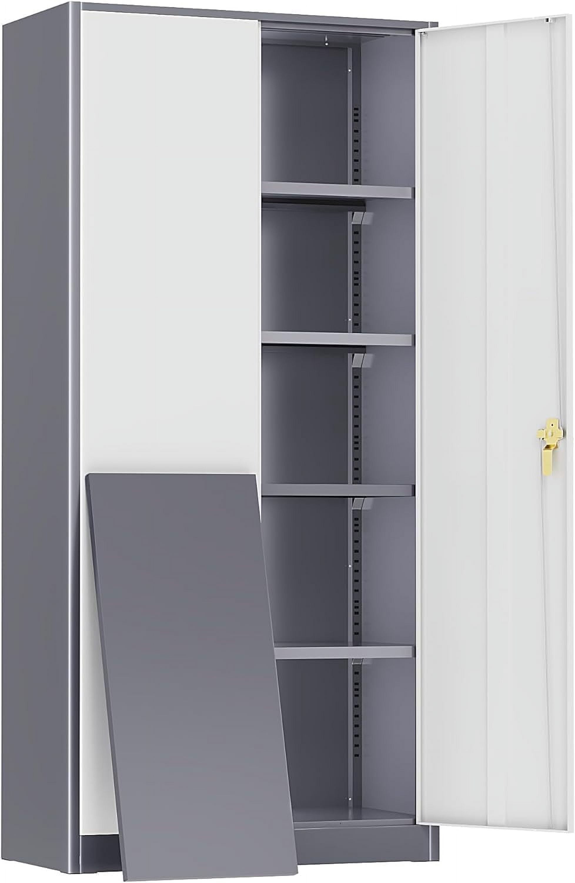 SUNCROWN Metal Storage Cabinets, 72”Locking Cabinet with 2 Doors and 4 ...