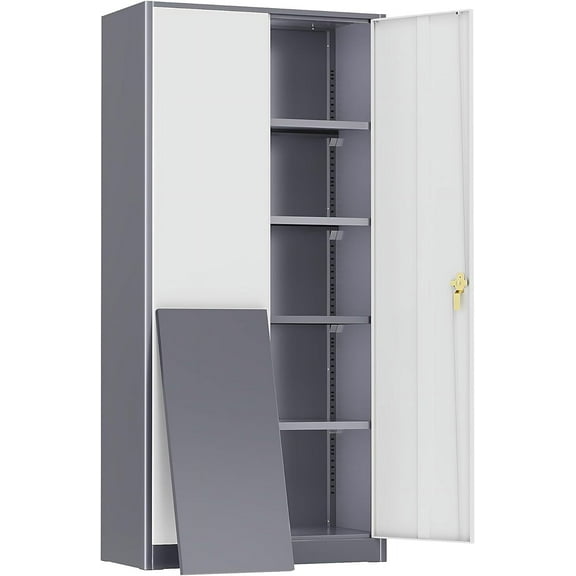 72”Metal Storage Cabinets, Locking Cabinet with 2 Doors and 4 ...
