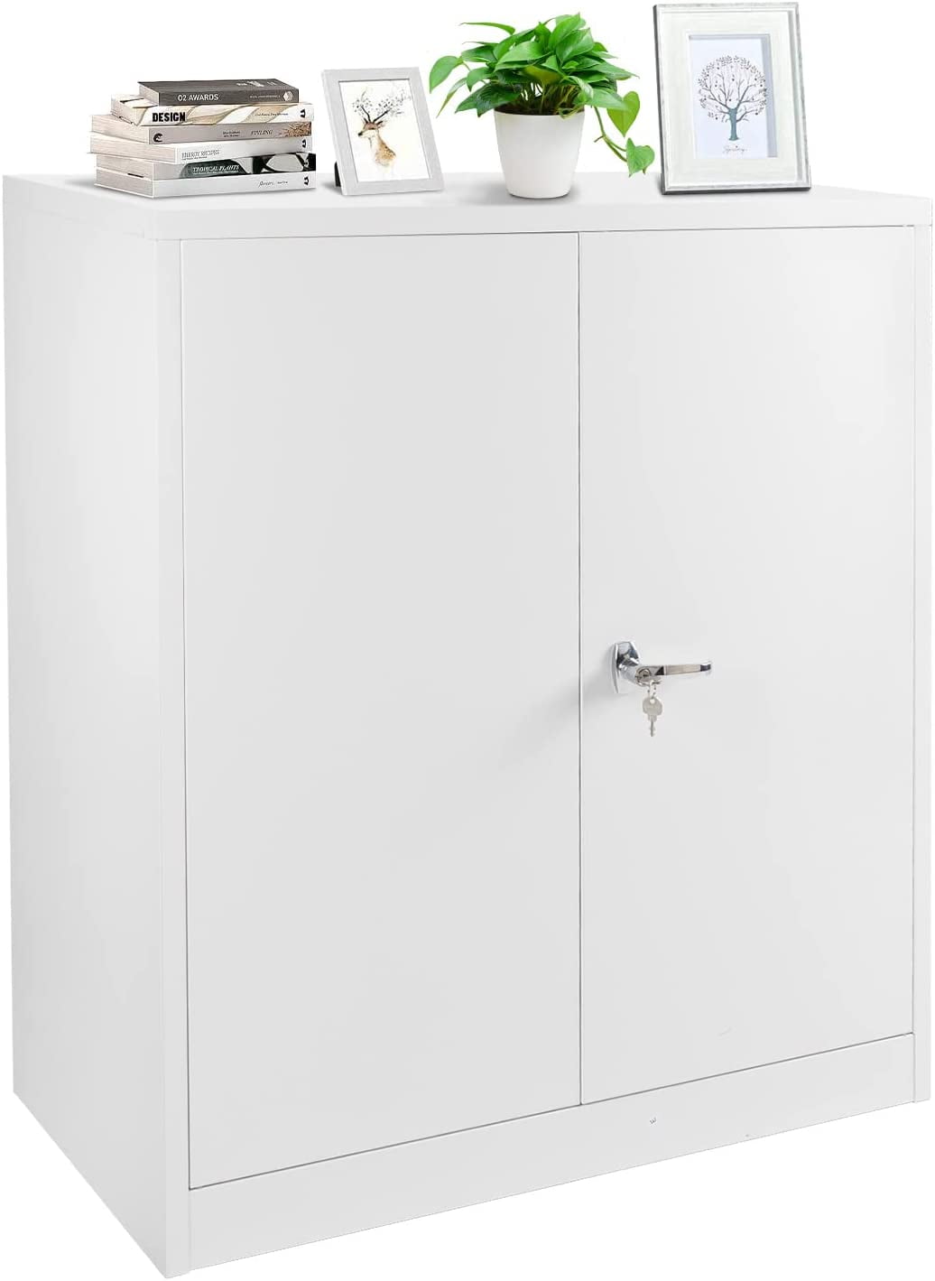 SUNCROWN Metal Storage Cabinets with Locking Doors and 2 Adjustable ...