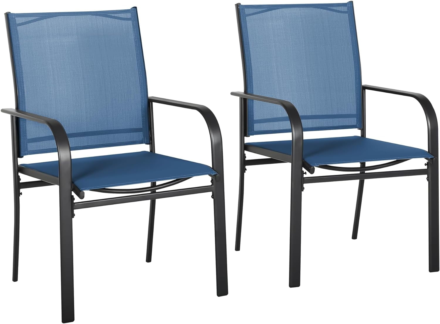 SUNCROWN Outdoor Patio Dining Chairs Set of 2, Dark Blue, All Weather ...