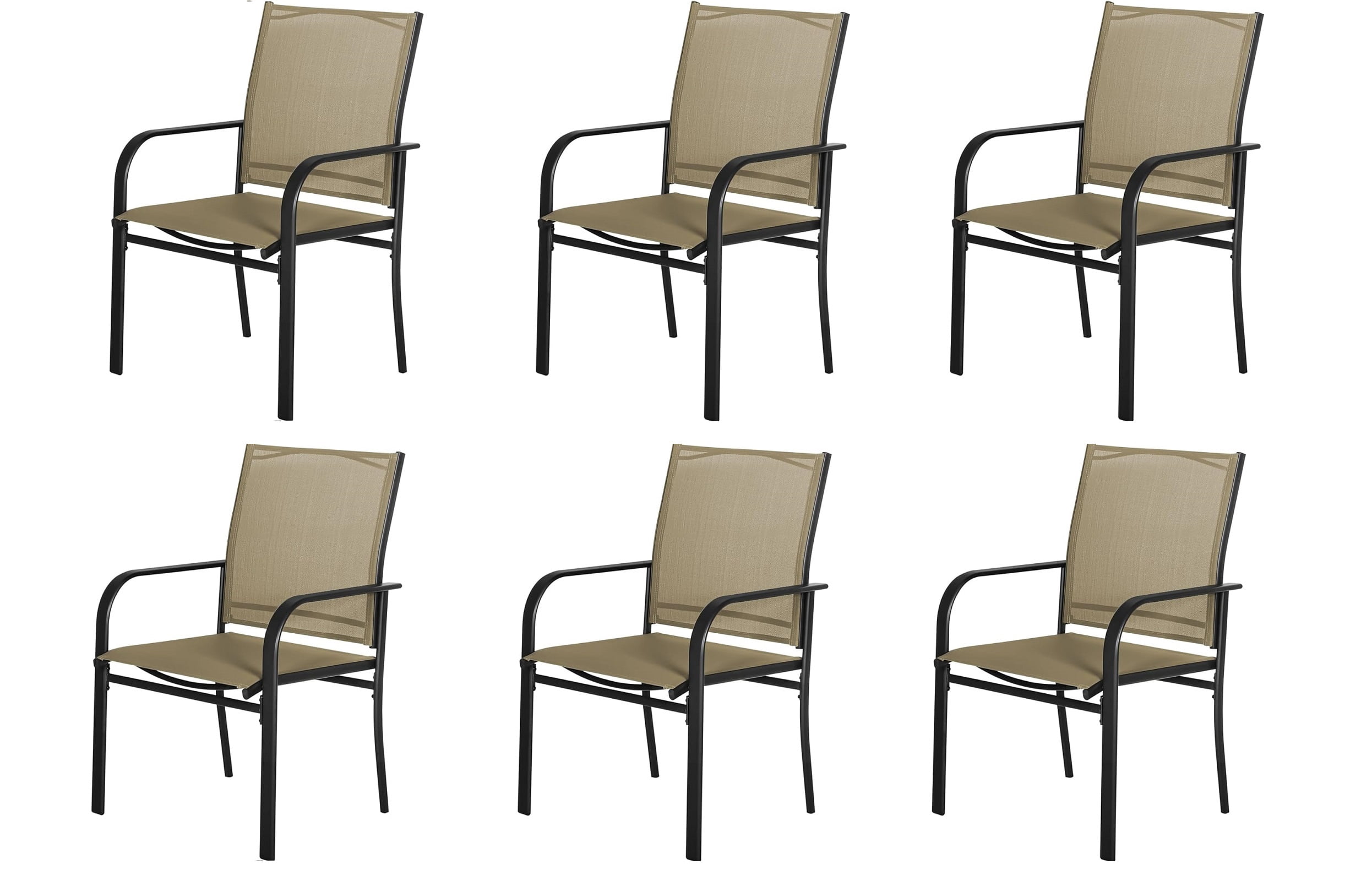 SUNCROWN Outdoor Chairs Set of 6, Patio Dining Chairs, All Weather ...