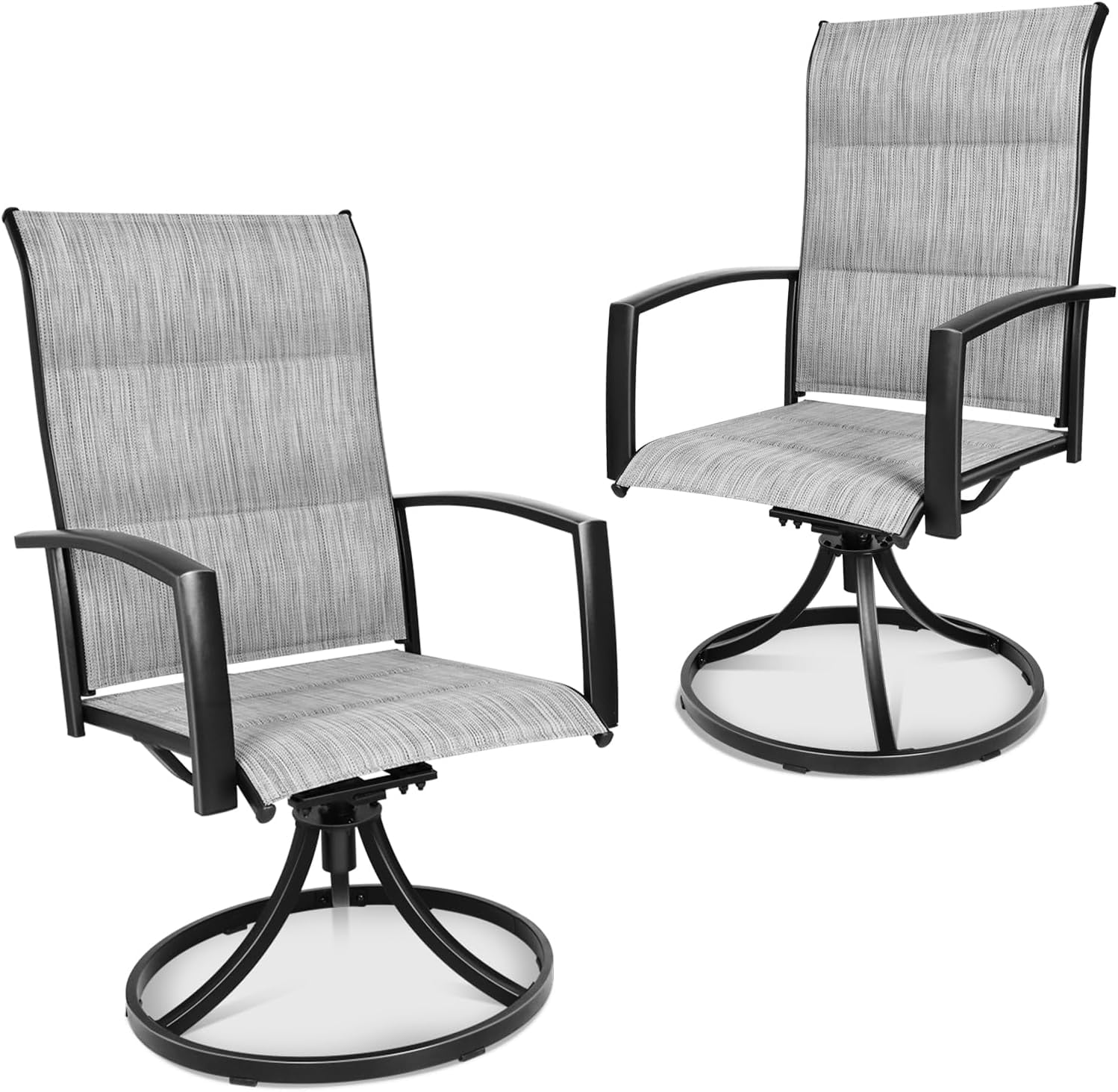 SUNCROWN Outdoor Swivel Dining Chairs Set of 2, High Back Metal Frame ...