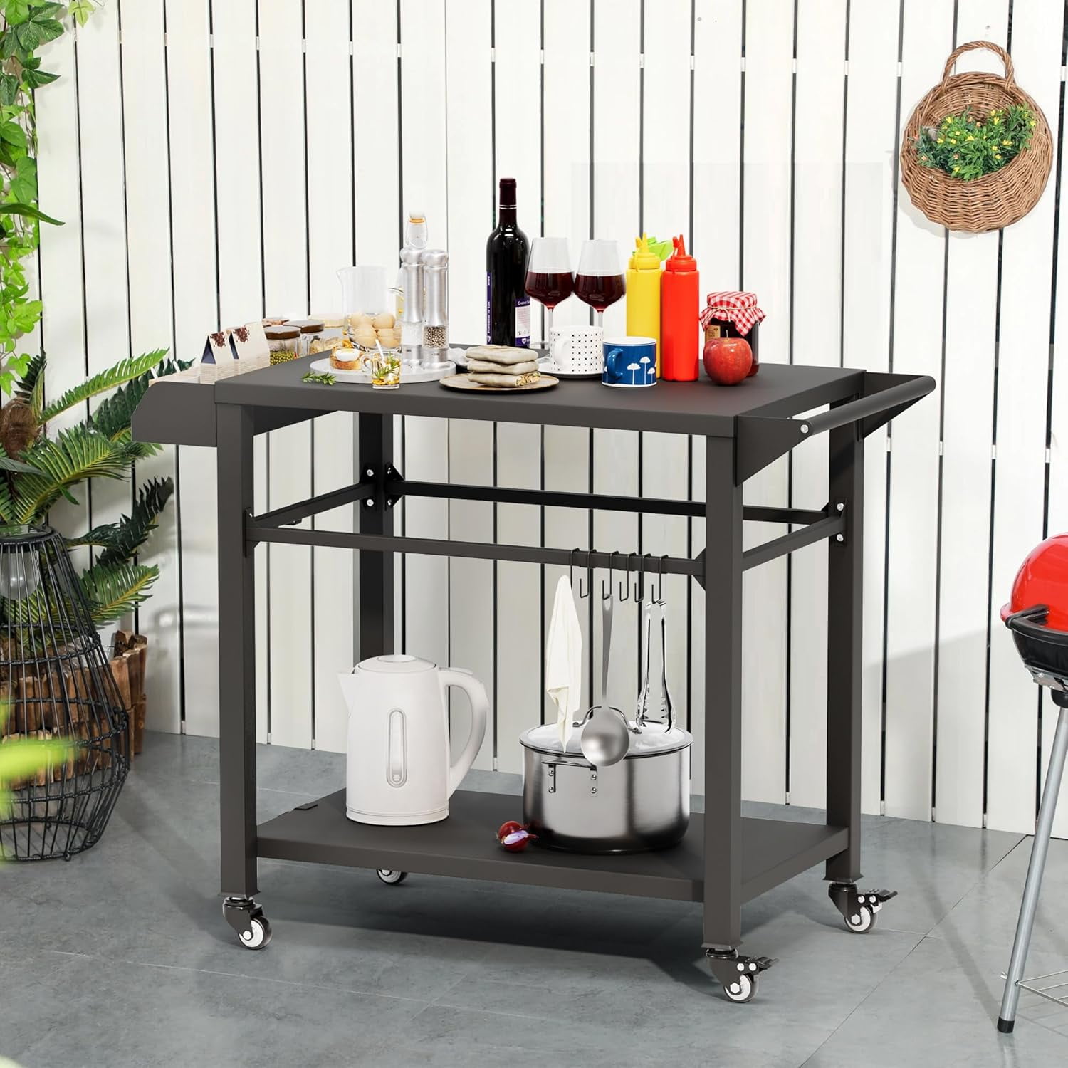 SUNCROWN Outdoor Grill Table with Wheels, Kitchen Cooking Prep Tables ...