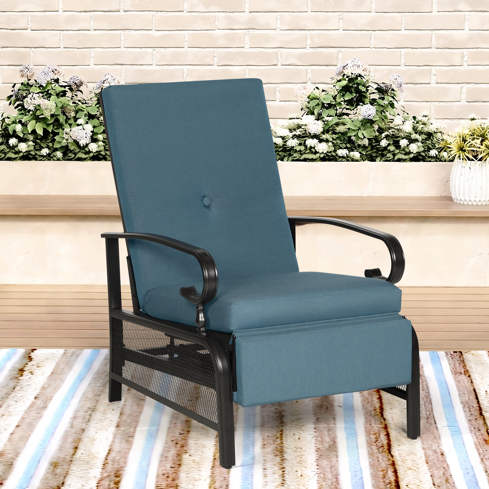 Suncrown Outdoor Patio Adjustable Lounge Chair, Metal Frame, Thick ...