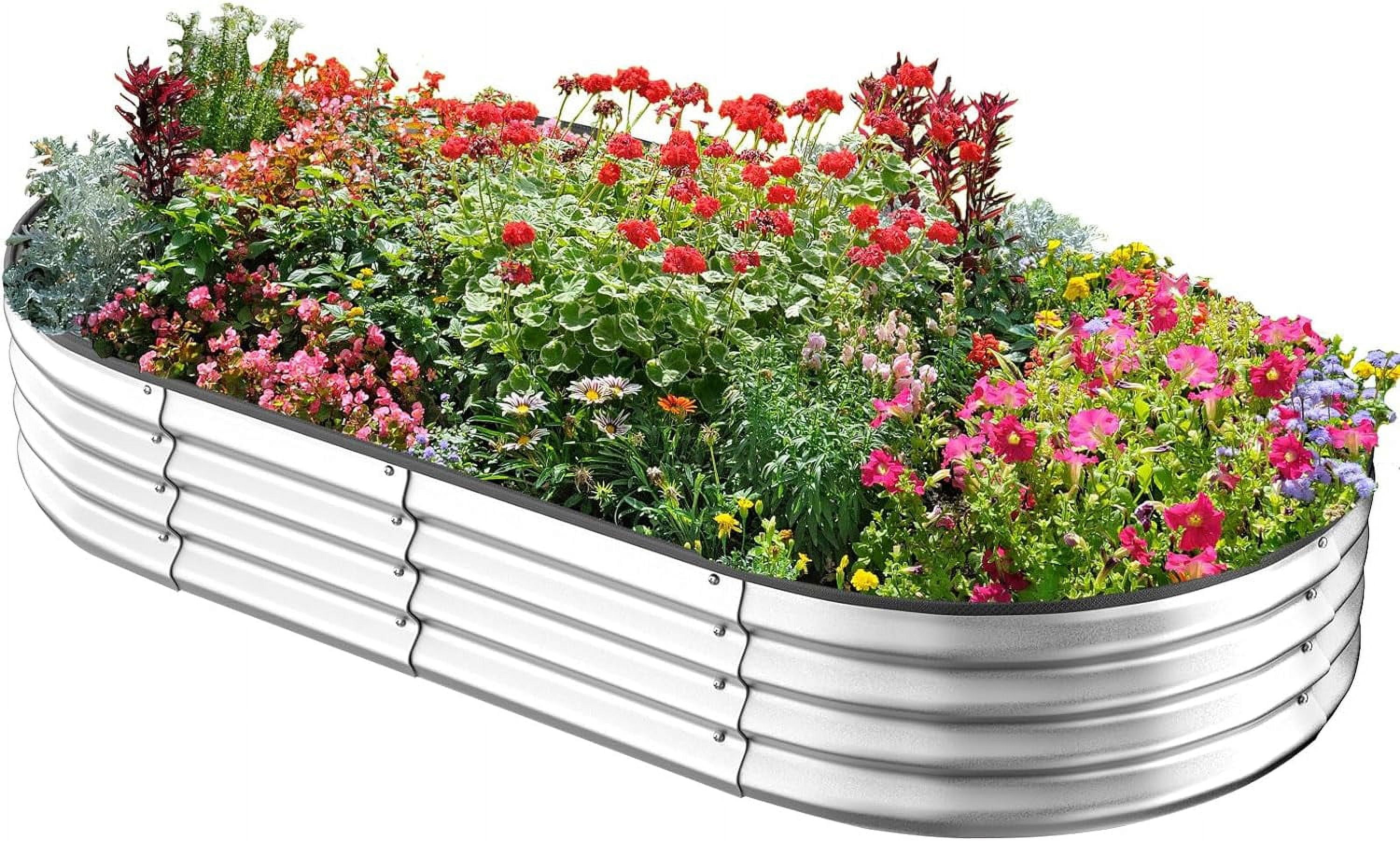 SUNCROWN Outdoor Raised Garden Bed, Metal Galvanized Planter Boxes ...