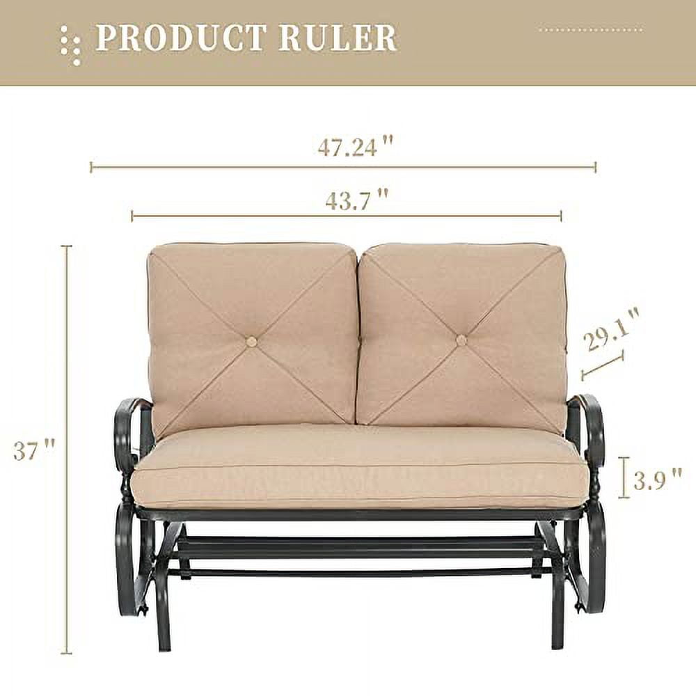 SUNCROWN Outdoor Swing Glider Chair, Patio 2 Seats Loveseat Rocking ...