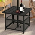 "SUNCROWN Outdoor Side Table with Umbrella Pole Holder, Square Metal ...