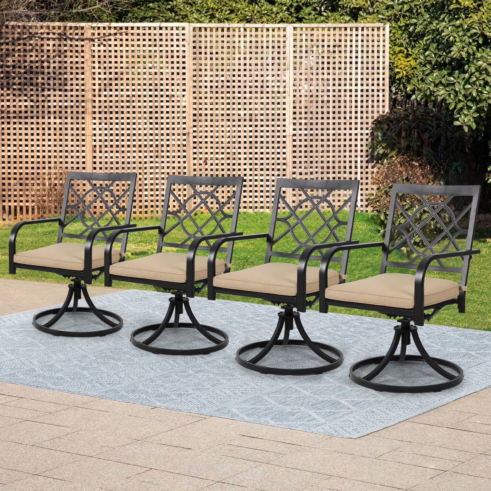 SUNCROWN Patio Swivel Chairs Outdoor Dining Rocker Chair, Metal Bistro ...