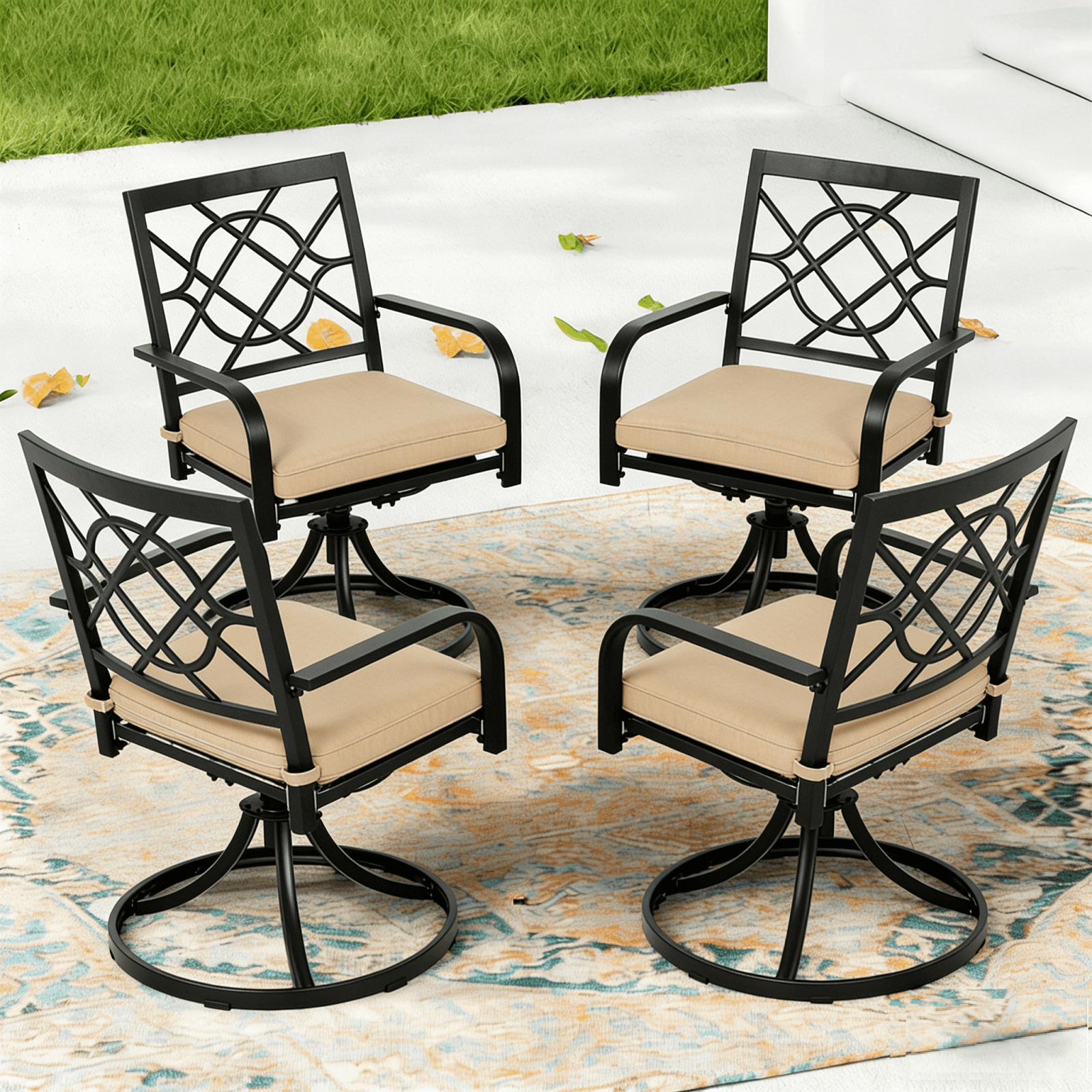 SUNCROWN Patio Swivel Chairs Outdoor Dining Rocker Chair, Metal Bistro ...