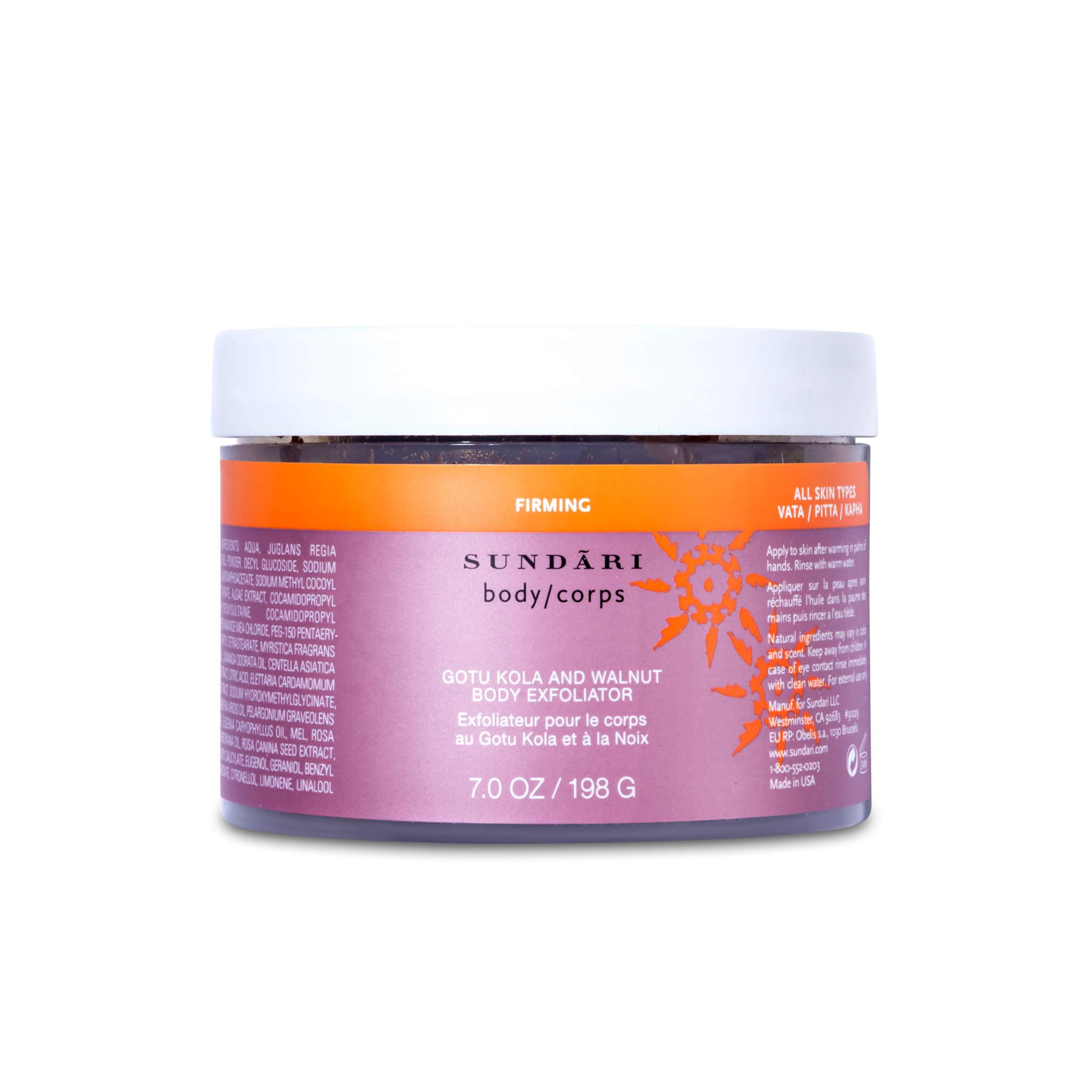 SUNDARI Gotu Kola and TSF6 Walnut Exfoliator, 7 Fl Oz, Herbal Body ...