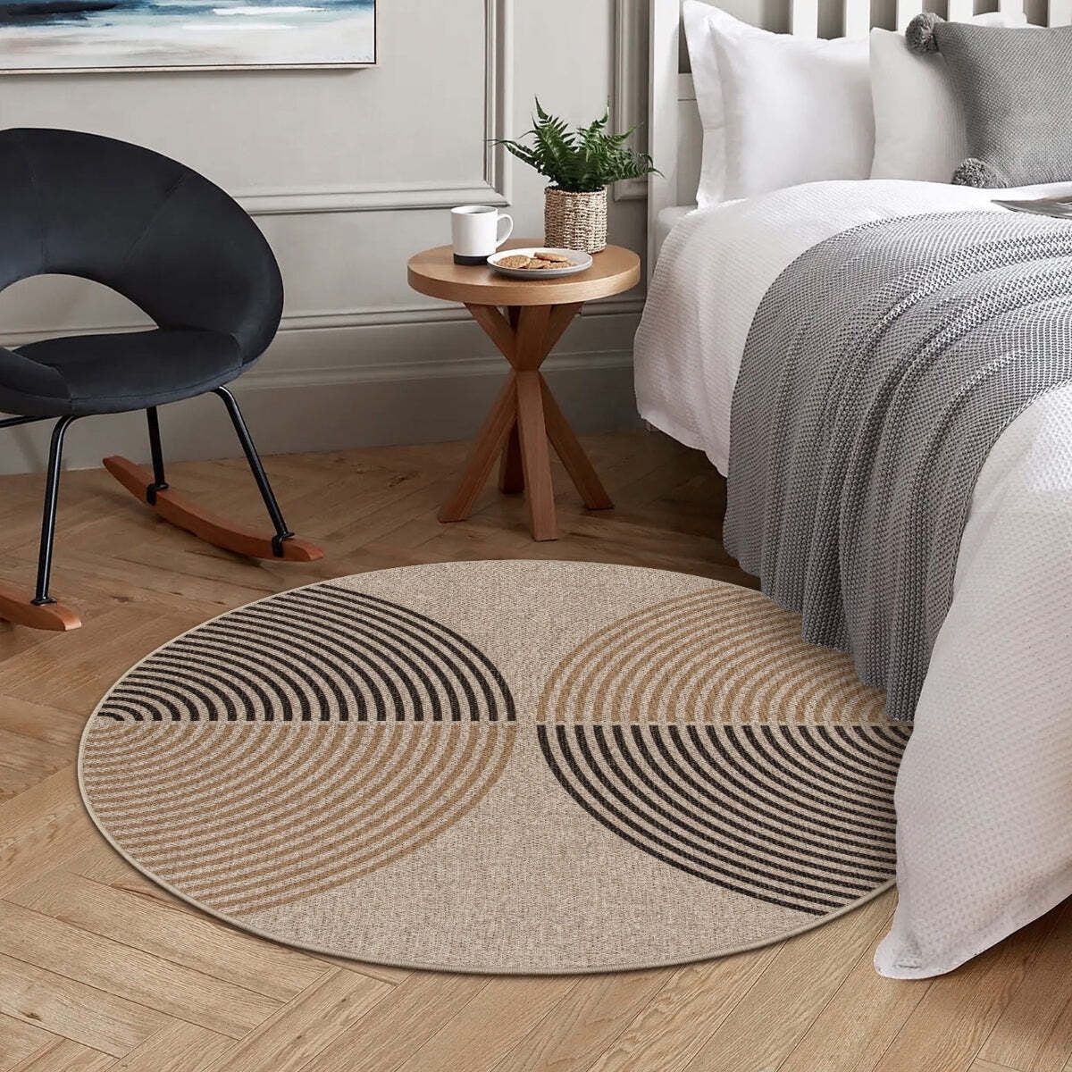 SUNDEREY 3' Round Modern Rainbow Entryway Rug , 3ft Circle Indoor ...