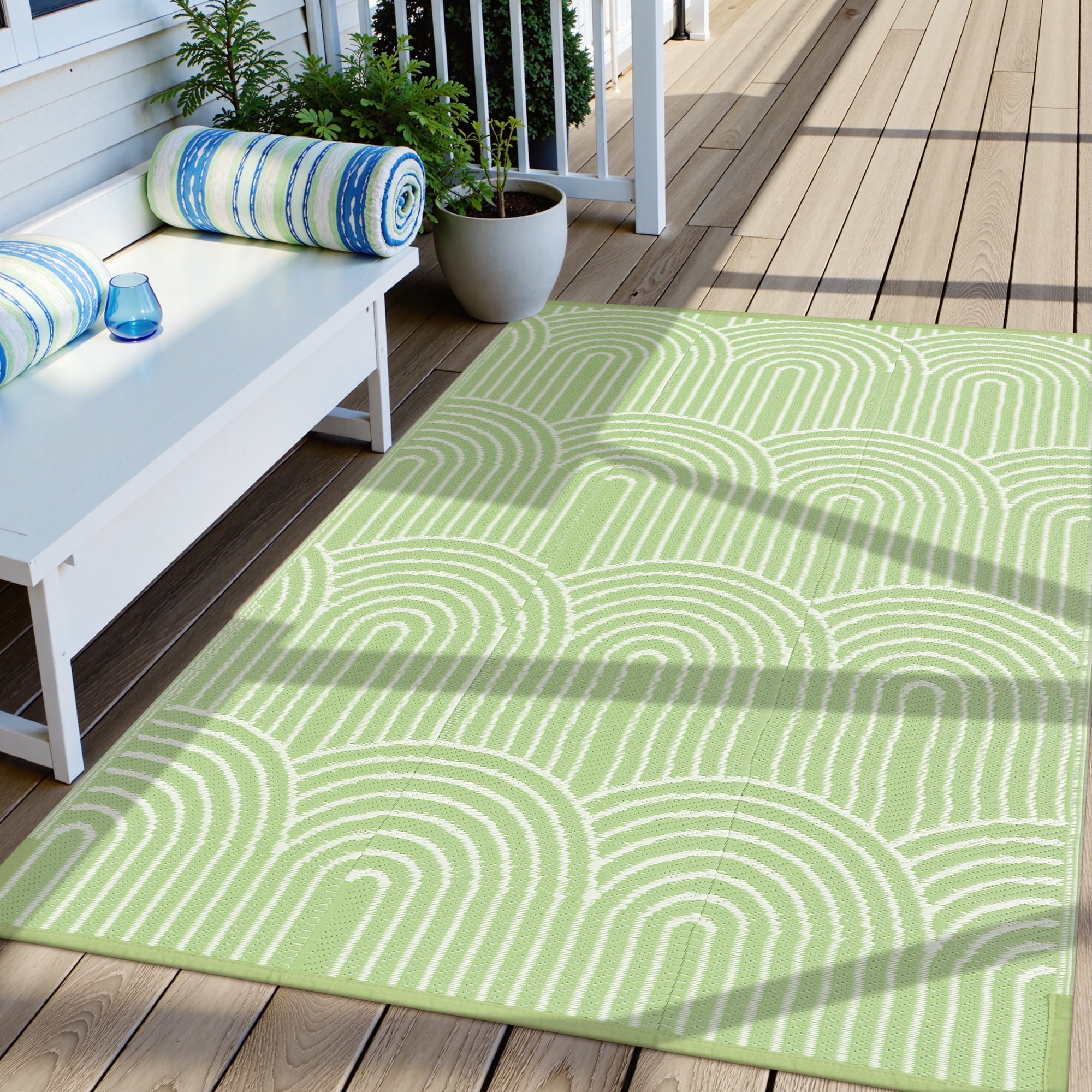 SUNDEREY 4’X6’Outdoor Rug for Patio,Beach Mats Waterproof, Rainbow ...