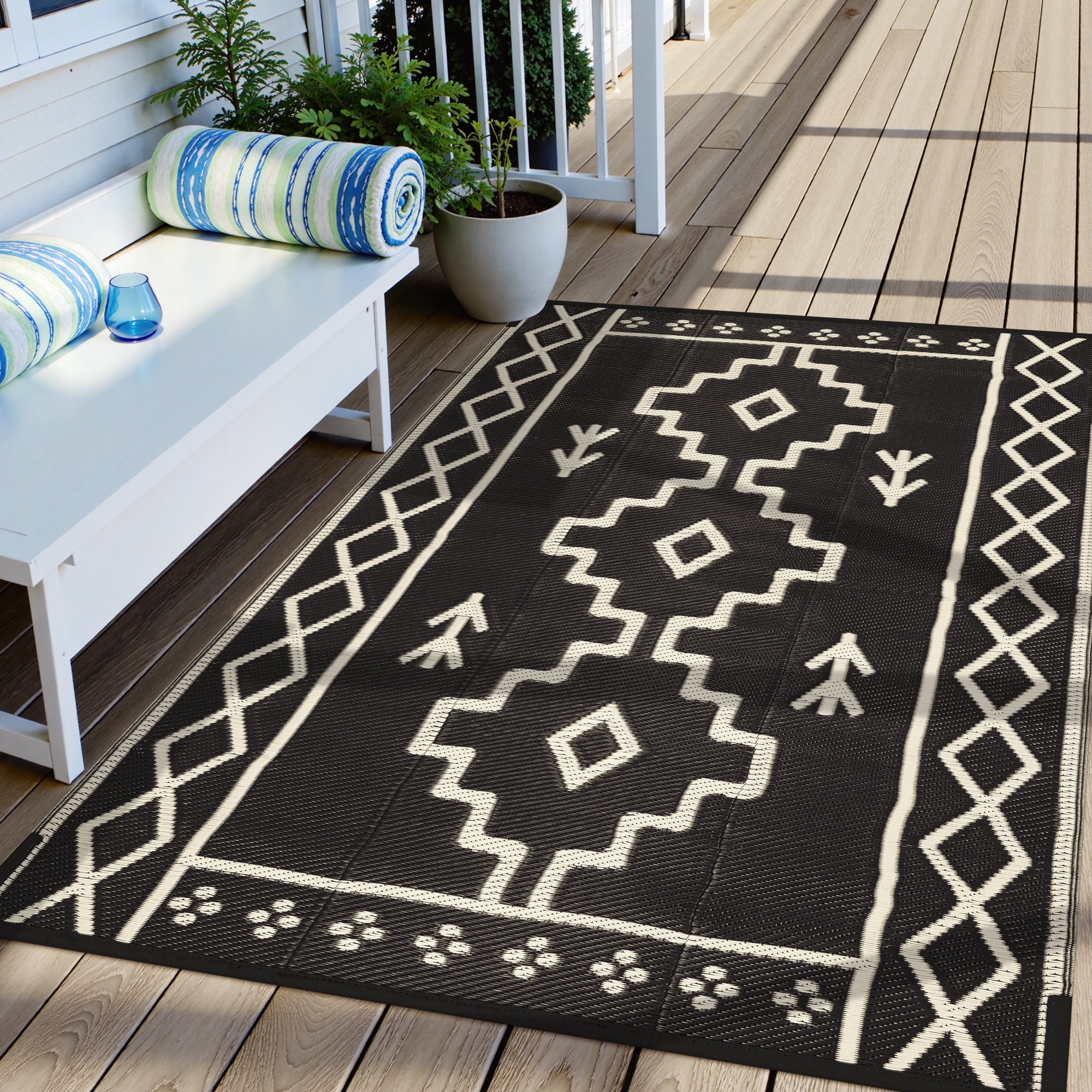 SUNDEREY 5’X8’Outdoor Rugs Waterproof Plastic Straw Mat,5X8ft ...