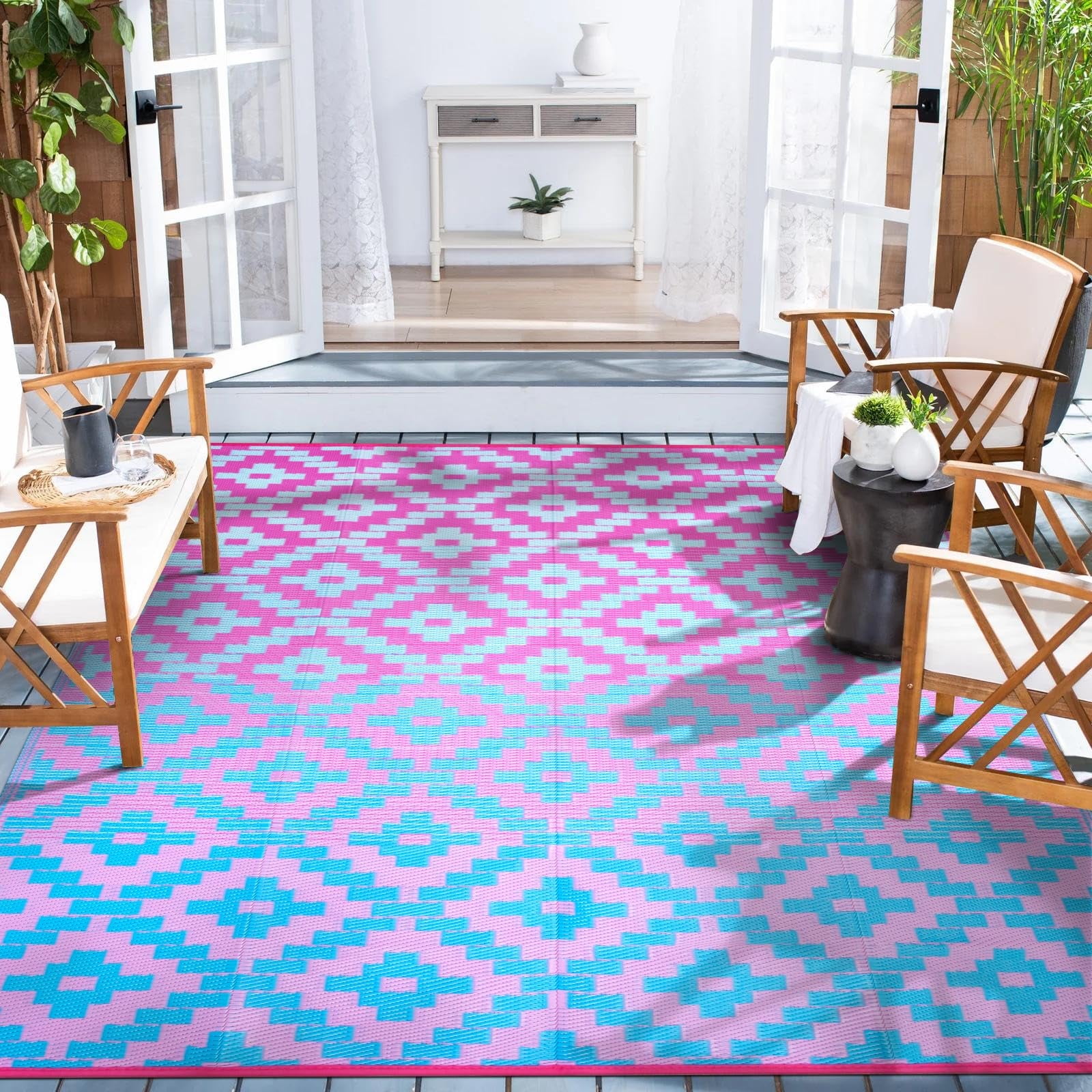 SUNDEREY 6'x9' Outdoor Rug Carpet,6x9ft Waterproof Reversible Patio Rug ...